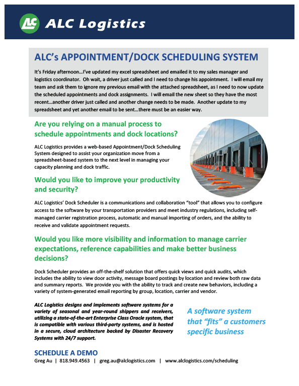 ALC #Logistics Dock Scheduling – ALC Logistics News